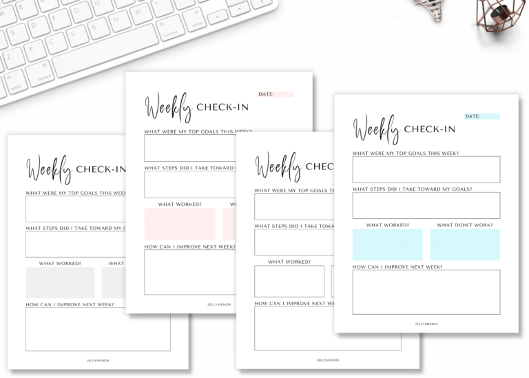 10 Reasons To Set Weekly Goals (Cute Weekly Check-in Template) - JellyMemos