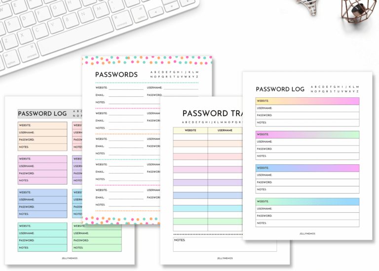 8 Printable Password Log Templates! Cute Password Trackers - JellyMemos