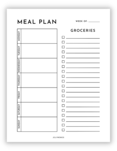 Printable Weekly Meal Plan and Grocery List Templates! - JellyMemos