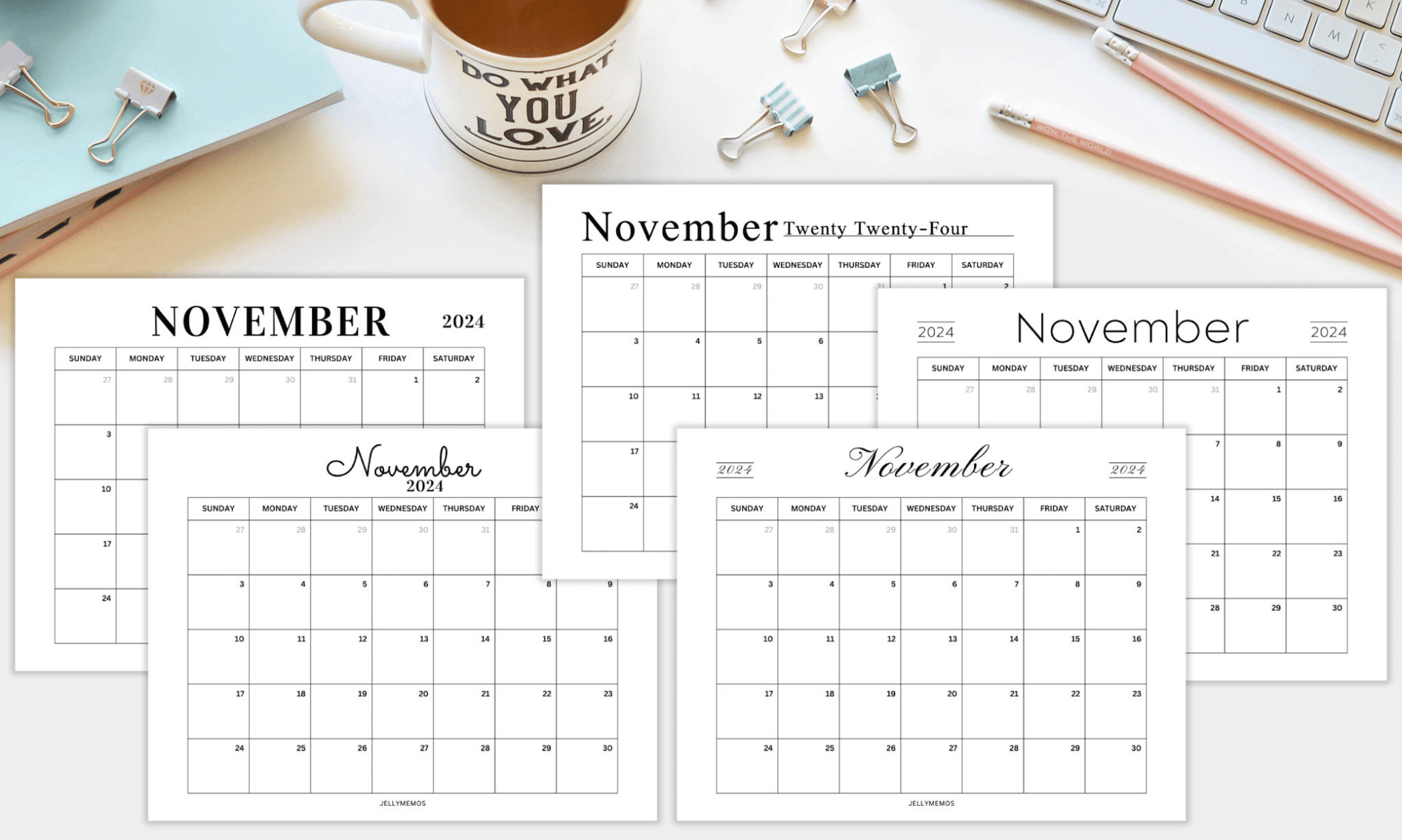 November 2024 Calendar Printables (Perfect For Productivity!) - JellyMemos