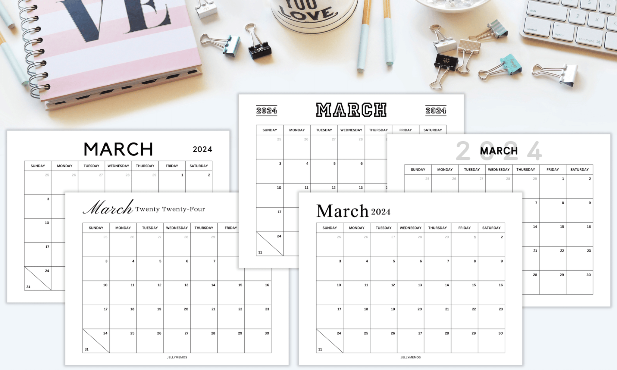 March 2024 Calendar Printables (Cute & Minimal!) - JellyMemos
