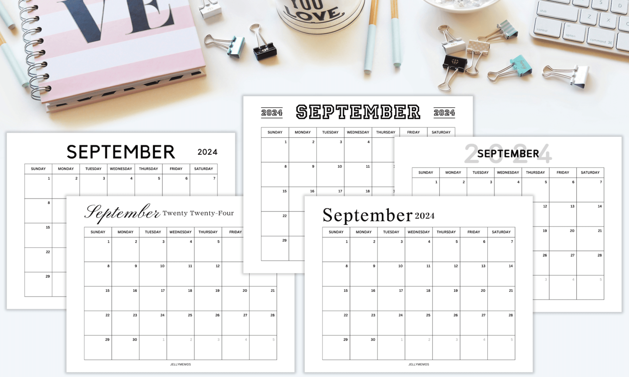 September 2024 Calendar Printables (Pretty & Minimal!) - JellyMemos
