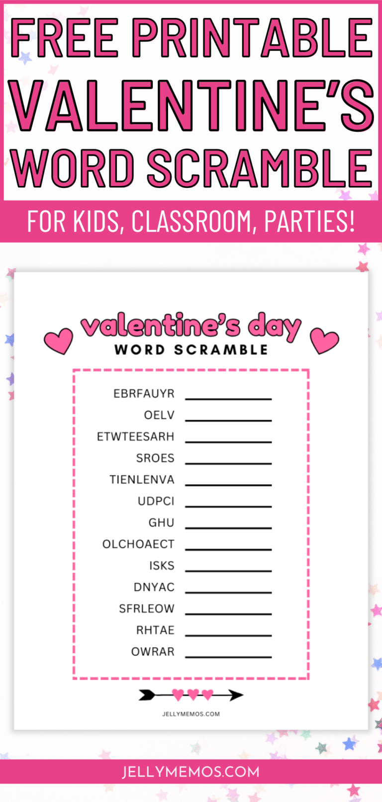 Valentine's Day Word Scramble Printable (School, Kids, Parties ...
