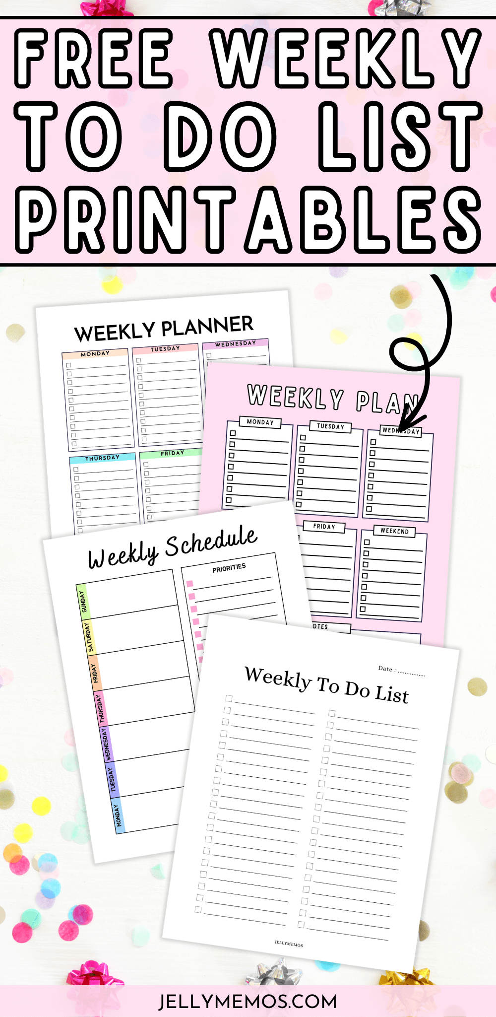Cute & Free Weekly To do List Printables For Productivity! - JellyMemos