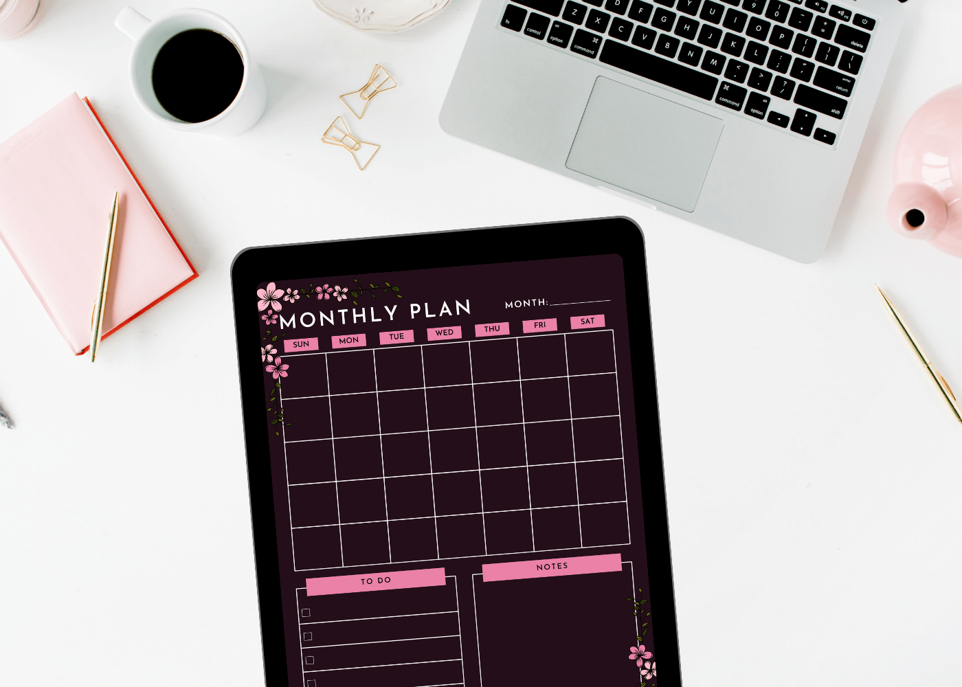 Dark Mode Monthly Planners (Cute Digital Calendar Planners!) - JellyMemos
