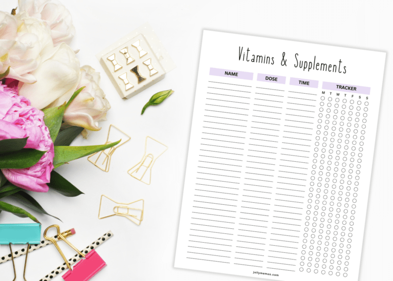 Printable Vitamins And Supplements Trackers (Useful + Free!) - JellyMemos
