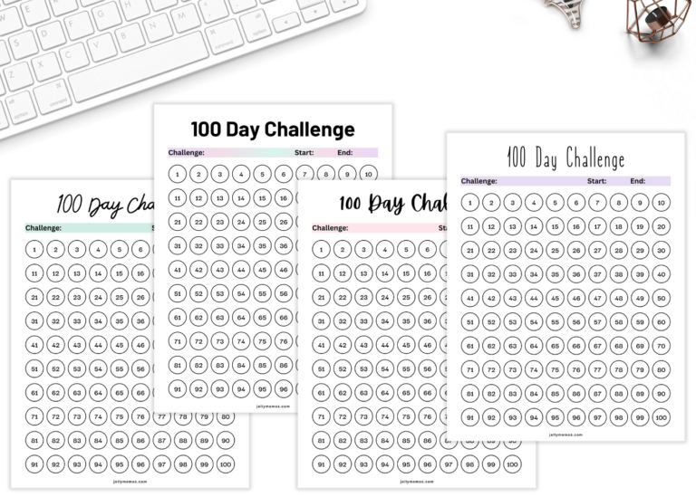 100 Day Challenge Printables To Help You Reach Your Goals! - JellyMemos