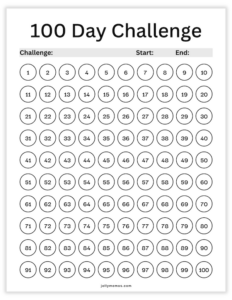 100 Day Challenge Printables To Help You Reach Your Goals! - JellyMemos