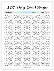 100 Day Challenge Printables To Help You Reach Your Goals! - JellyMemos