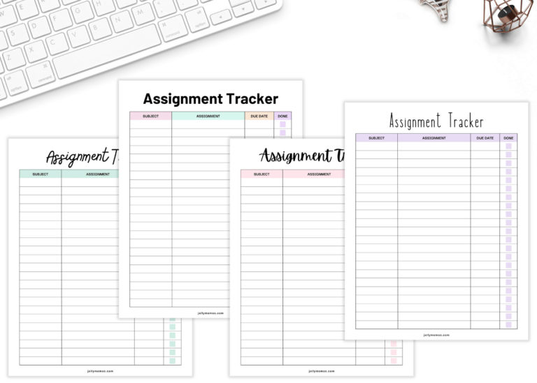 Assignment Tracker Templates - Cute Printables To Stay Organized ...