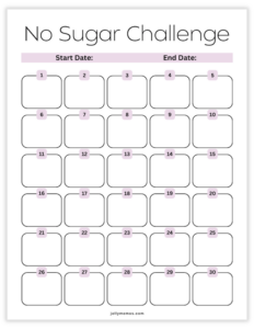 30 Day No Sugar Challenge Printables To Keep You Motivated - JellyMemos