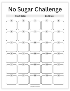 30 Day No Sugar Challenge Printables To Keep You Motivated - JellyMemos