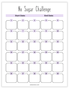 30 Day No Sugar Challenge Printables To Keep You Motivated - JellyMemos
