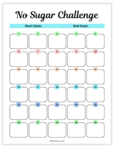 30 Day No Sugar Challenge Printables To Keep You Motivated - JellyMemos