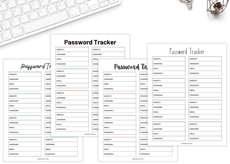 Password Tracker Printables - Cute Templates For Organization! - JellyMemos