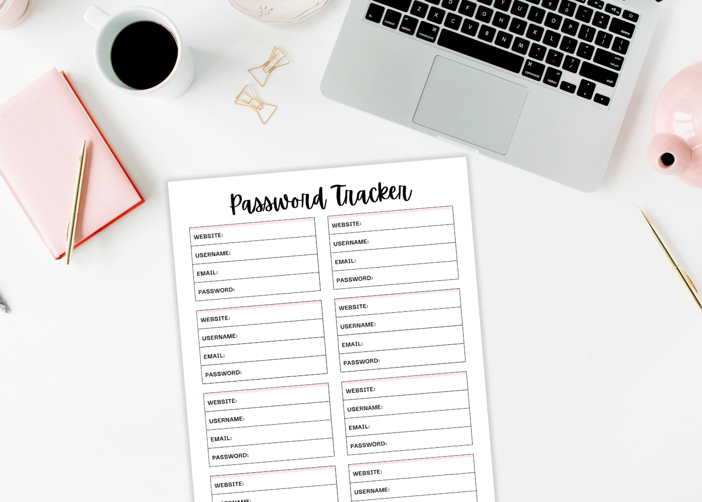Password Tracker Printables - Cute Templates For Organization! - JellyMemos