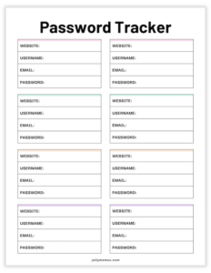 Password Tracker Printables - Cute Templates For Organization! - JellyMemos