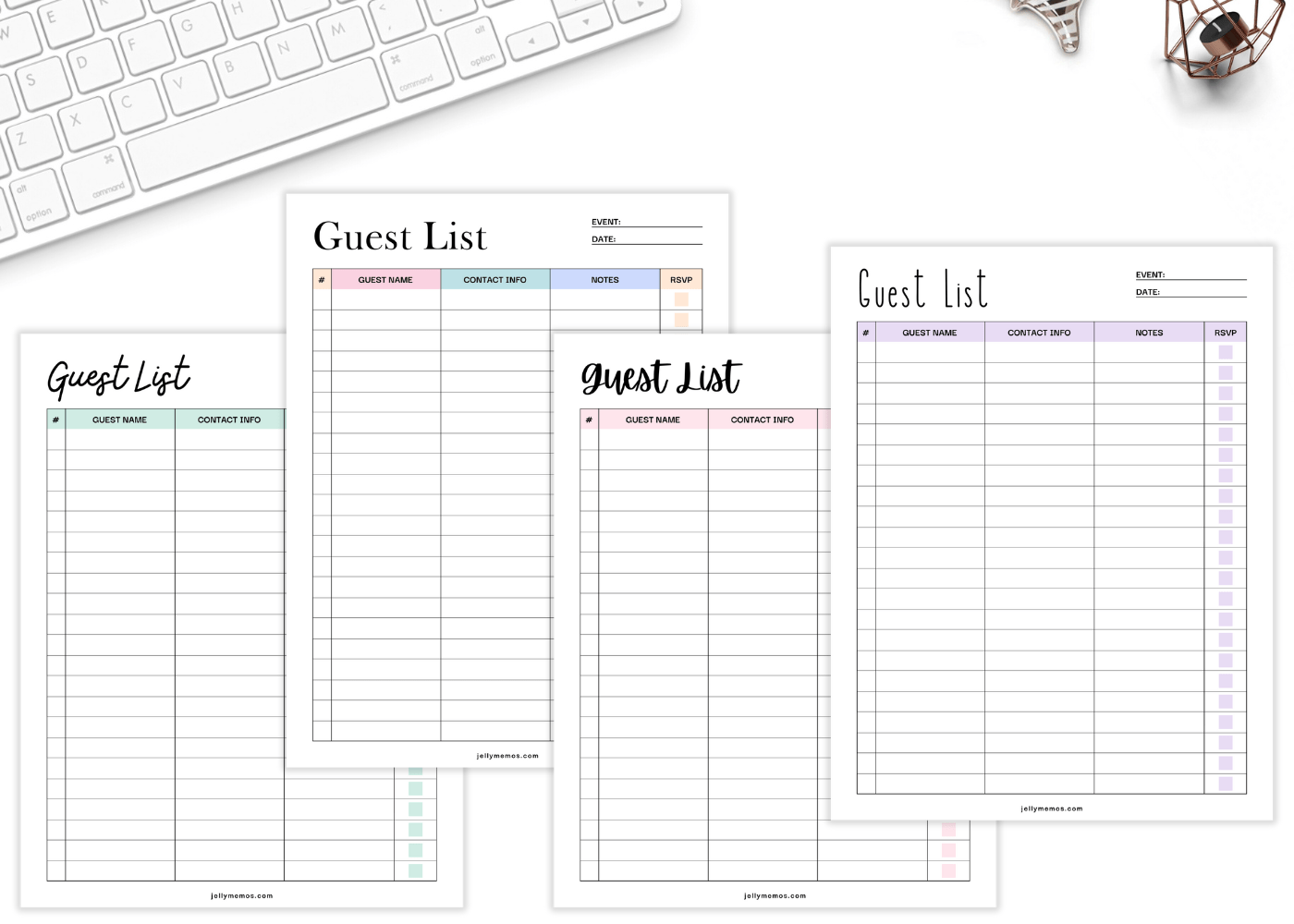 Guest List Printables For Weddings, Parties, Birthdays, Showers ...