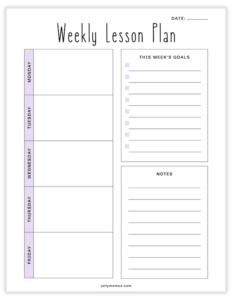 Cute & Free Printable Weekly Lesson Plan Templates! - JellyMemos
