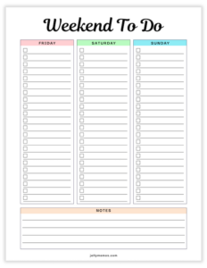 Weekend To Do List Printables To Make Every Weekend Count - JellyMemos