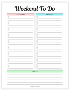 Weekend To Do List Printables To Make Every Weekend Count - JellyMemos