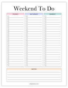 Weekend To Do List Printables To Make Every Weekend Count - JellyMemos