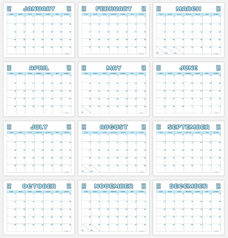 Colorful Calendar Printable Templates For 2026 - JellyMemos