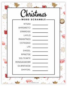 Printable Christmas Word Scramble - Holiday Game With Answers! - JellyMemos