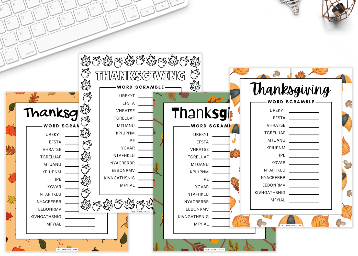 Printable Thanksgiving Word Scramble - Fun Activity Sheets - JellyMemos