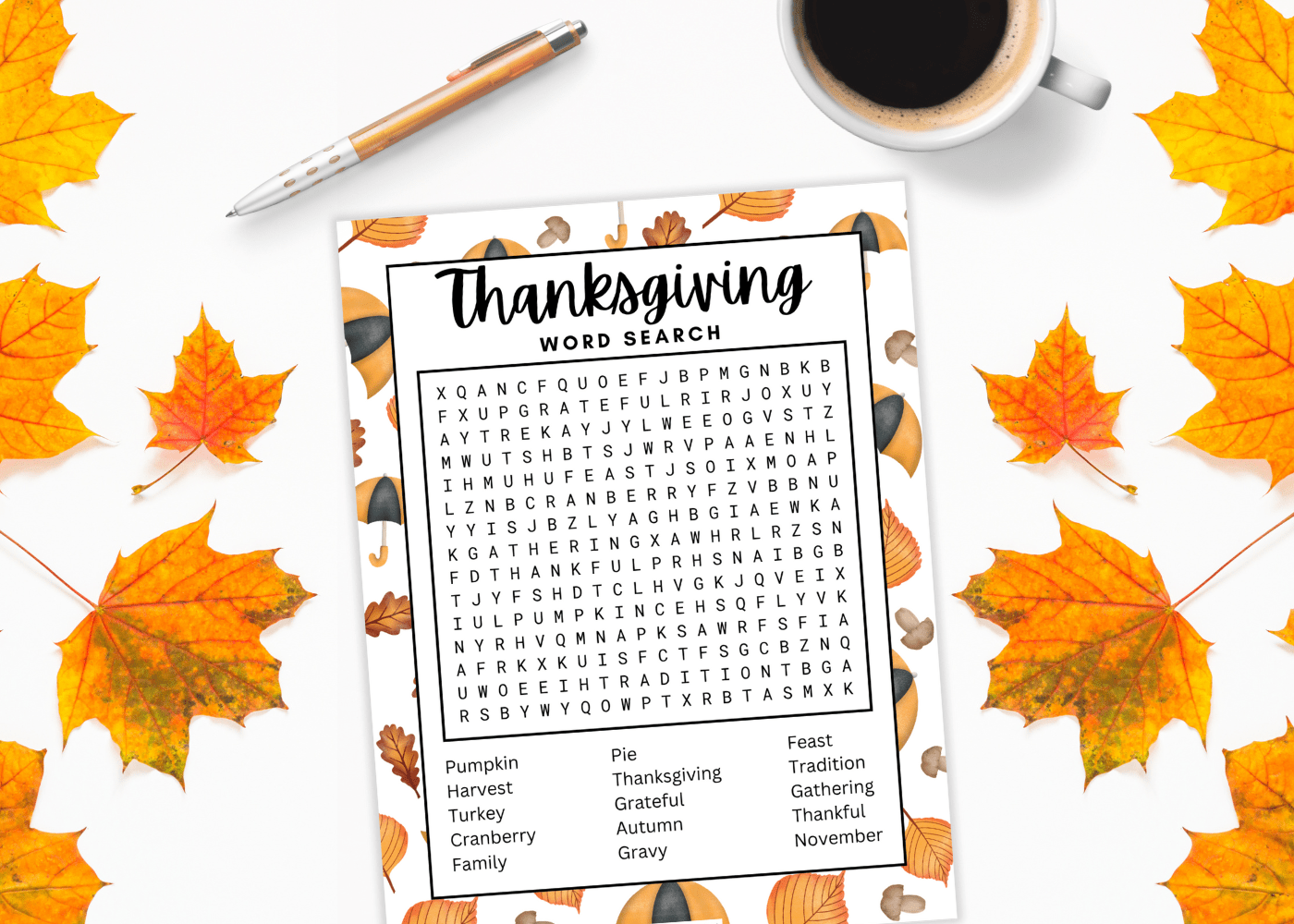 Printable Thanksgiving Word Search Puzzle - Fun Fall Game! - JellyMemos