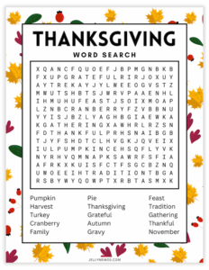 Printable Thanksgiving Word Search Puzzle - Fun Fall Game! - JellyMemos