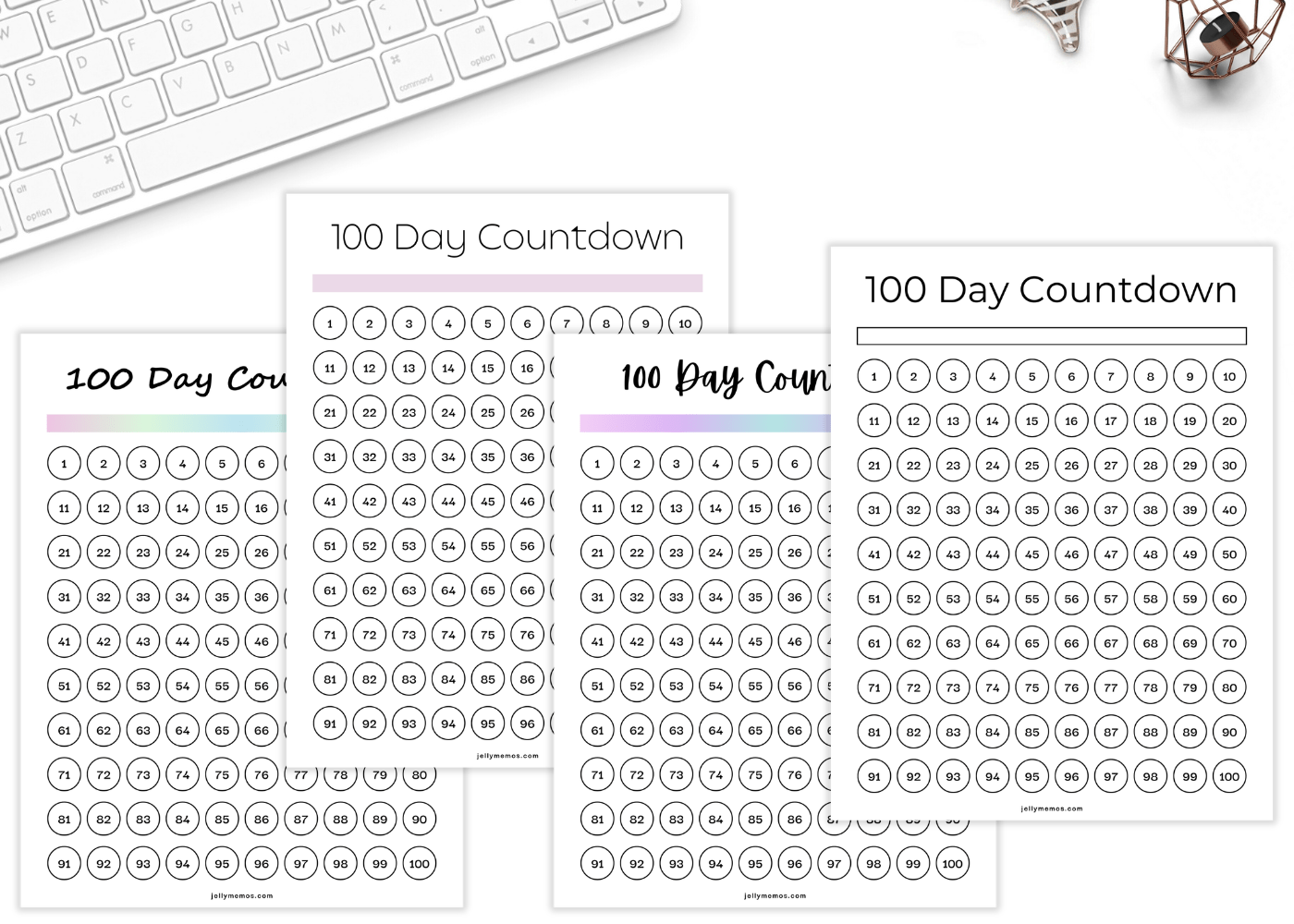 100 Day Countdown Printable Templates - JellyMemos