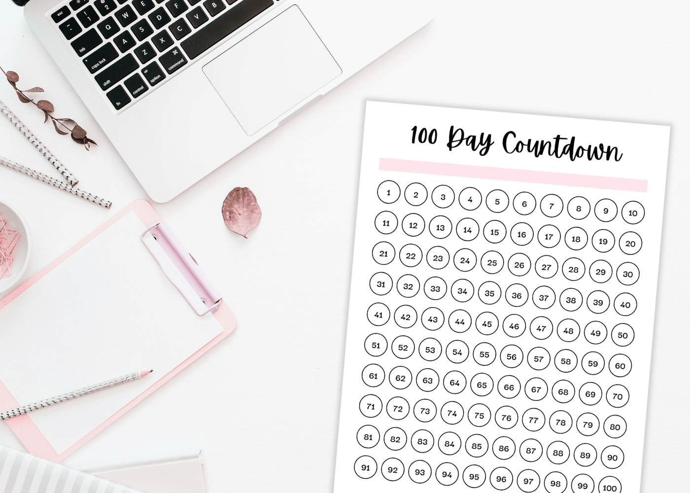 100 Day Countdown Printable Templates - JellyMemos