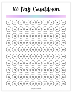 100 Day Countdown Printable Templates - JellyMemos