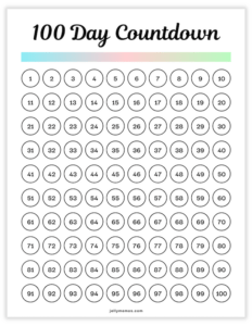 100 Day Countdown Printable Templates - JellyMemos