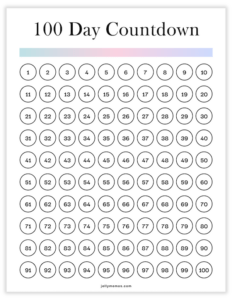 100 Day Countdown Printable Templates - JellyMemos