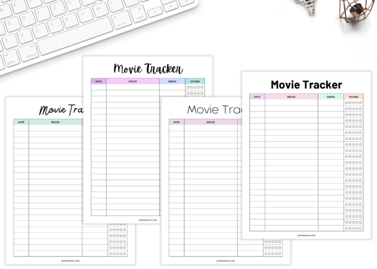 Printable Movie Tracker Templates - JellyMemos